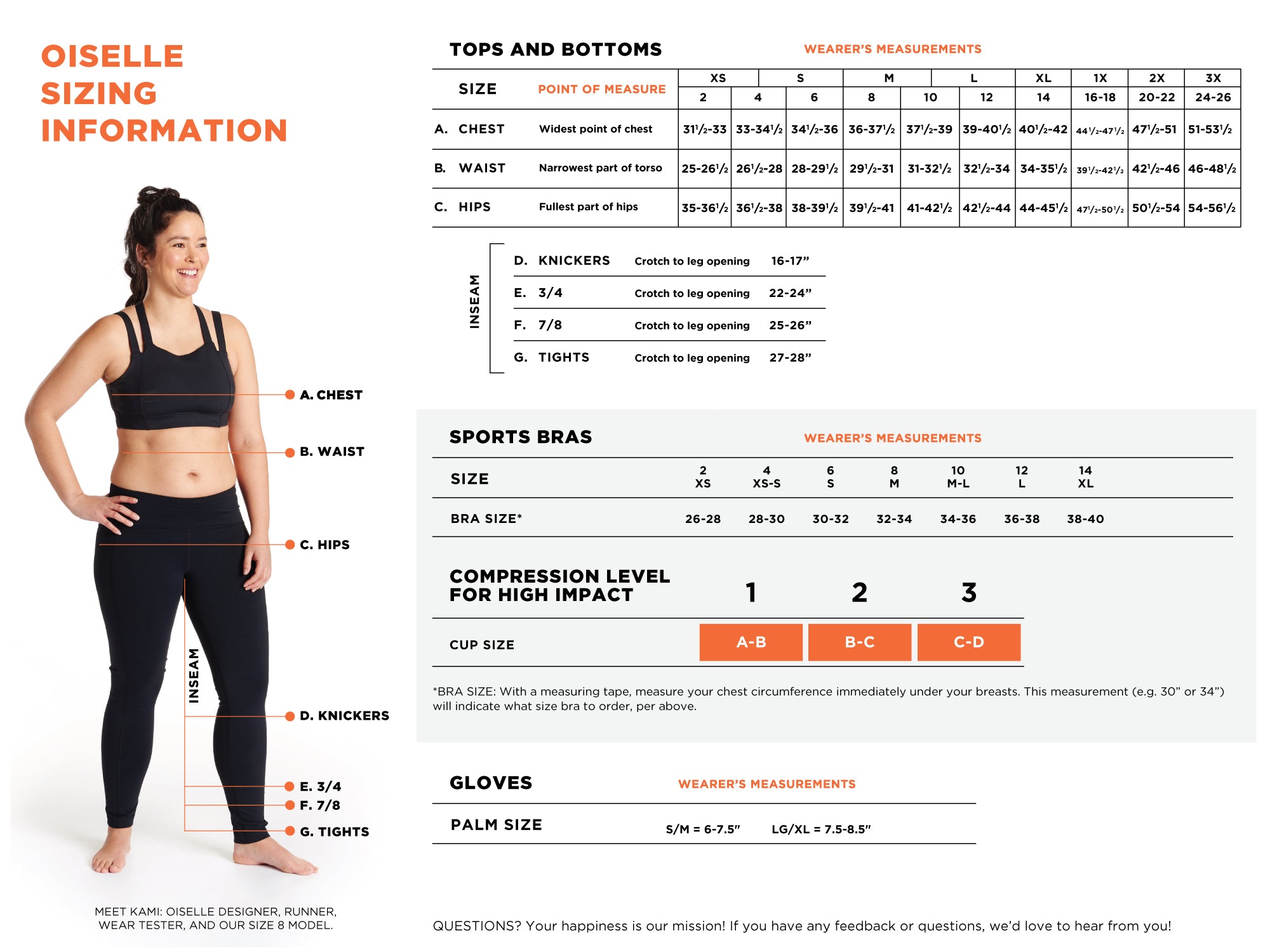 Oiselle Size Chart – OISELLE